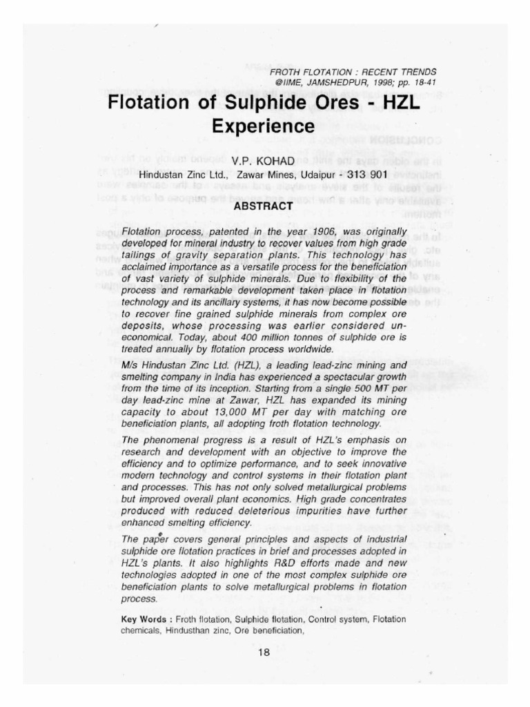 Innovations in Sulphide Ore Flotation | PDF | Sulfide | Crystalline Solids