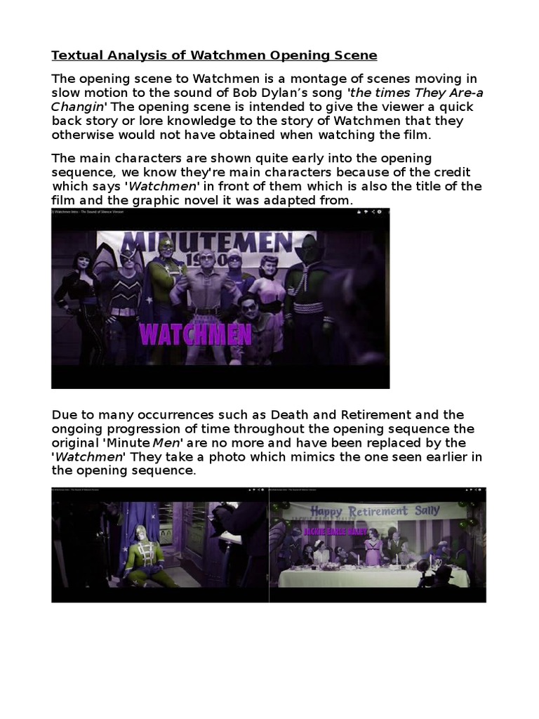 Media - Watchmen Opening Scene Textual Analysis | PDF | Superheroes ...