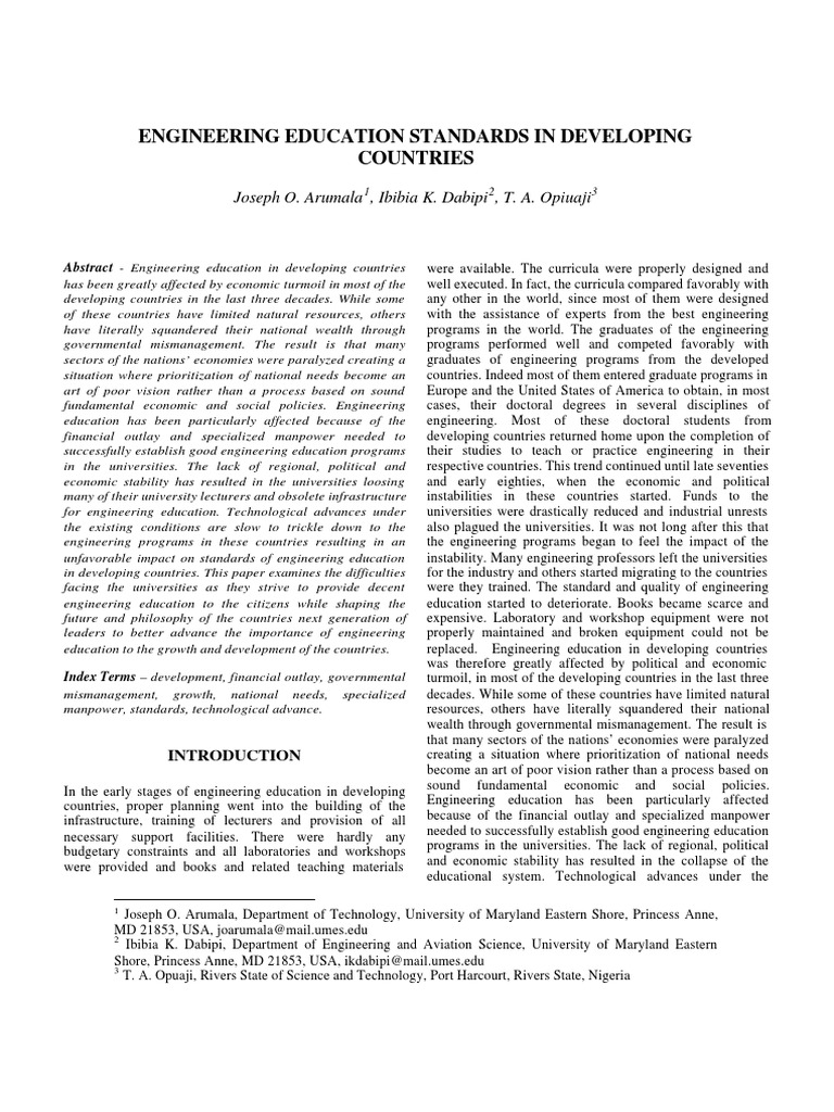 Engineering Education in LDC | PDF | Developing Country | Engineering
