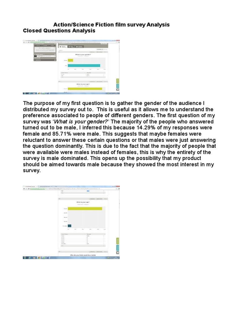 Action/Science Fiction Film Survey Analysis Closed Questions Analysis | PDF