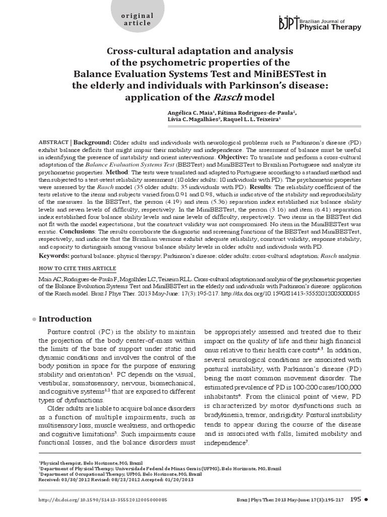 Best Test - Mini Best Test | PDF | Balance (Ability) | Psychometrics