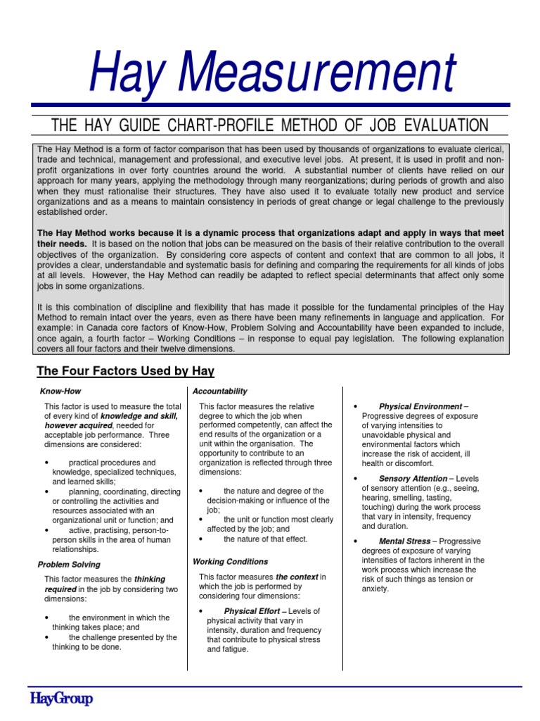 Hay Job Evaluation | Evaluation | Risk