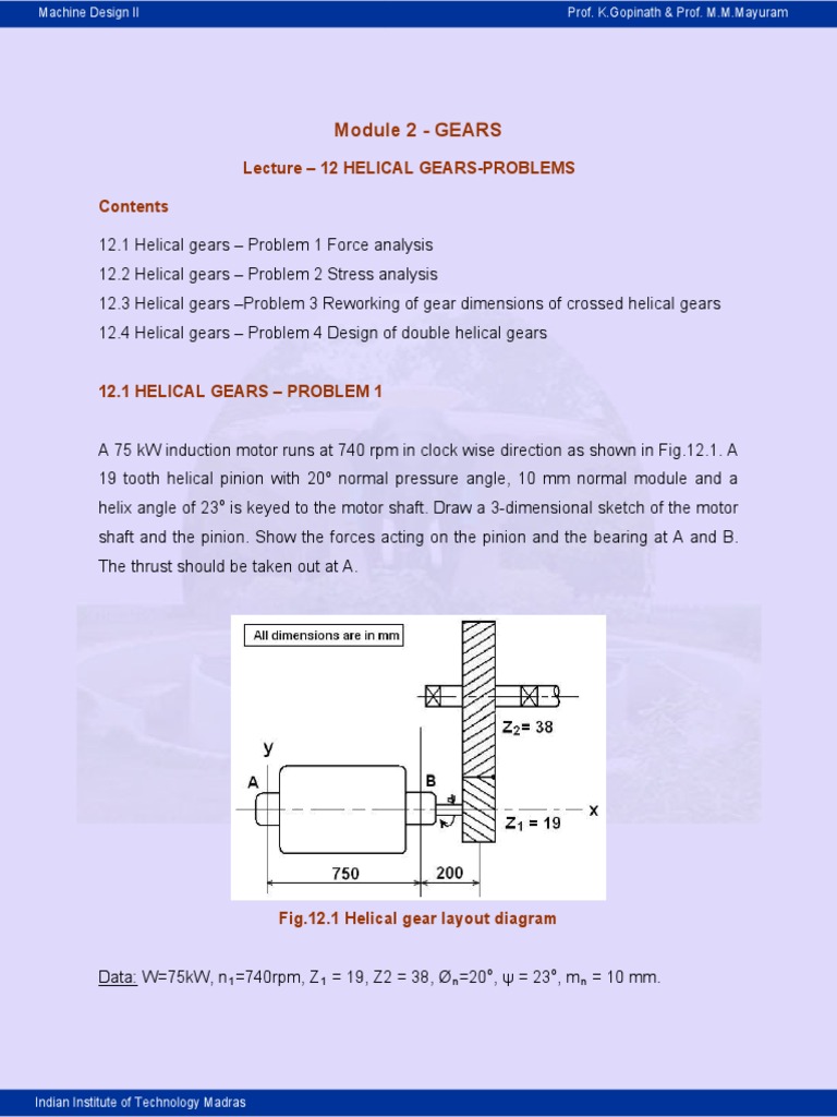 Helical Gears Problems | PDF | Gear | Mechanical Engineering