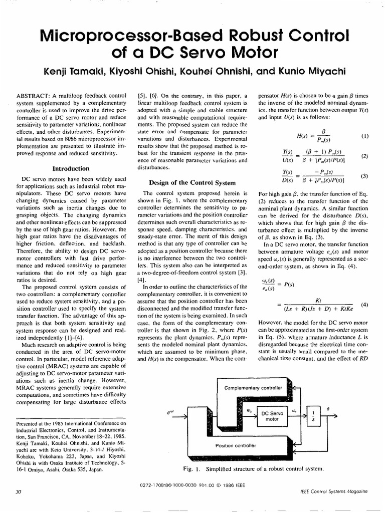 Microprocessor-Based Robust Control of A: Servo Motor | PDF | Control Theory | Servomechanism