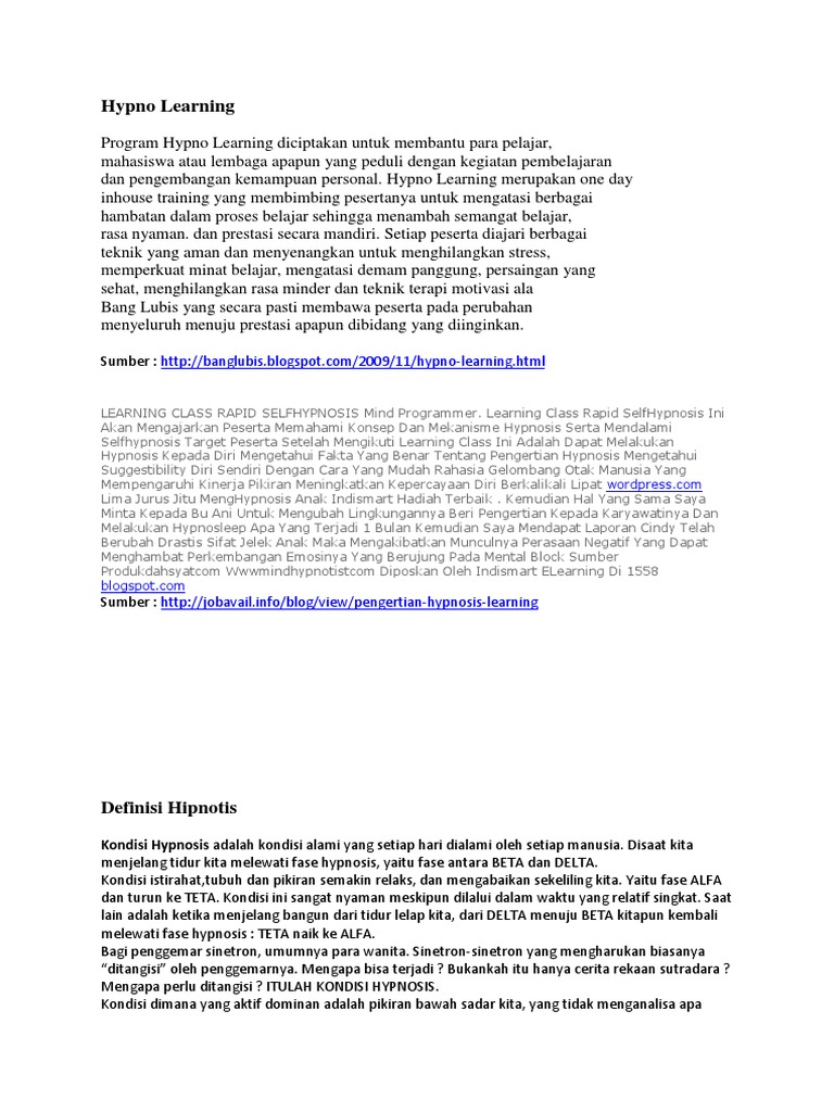 Hypno Learning: Tingkatkan Prestasi Belajar | PDF | Pengembangan Diri | Kesehatan Holistik