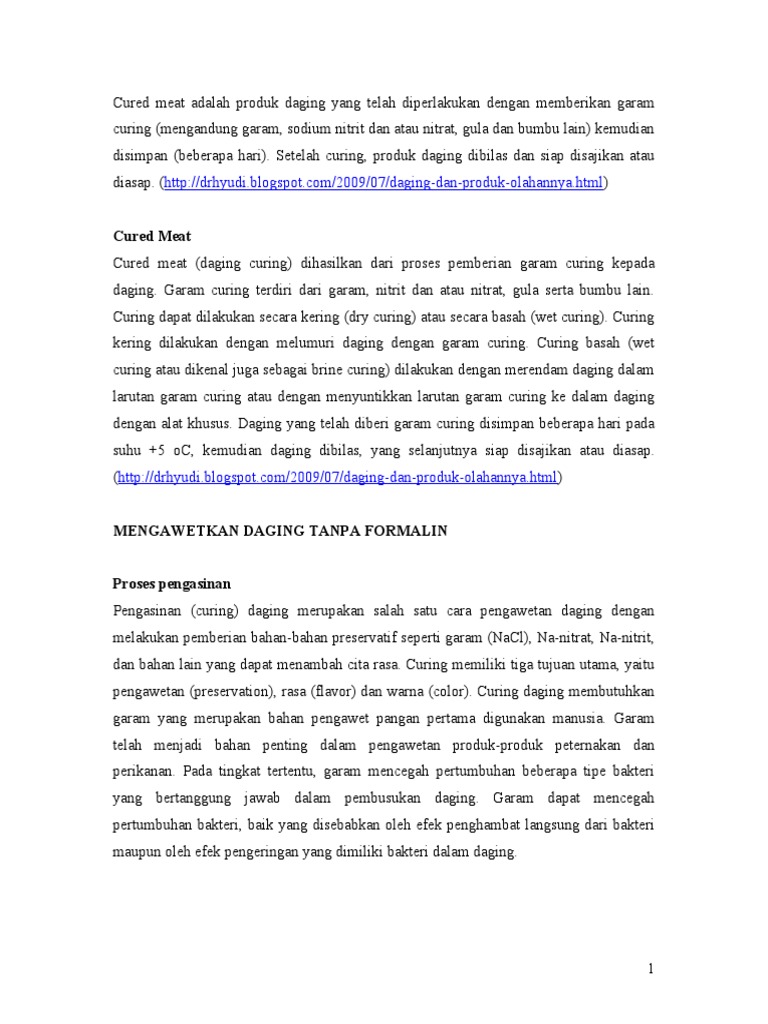 Proses Curing Daging: Metode dan Bahan | PDF