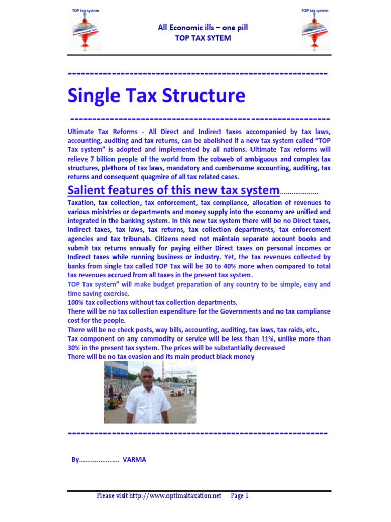 Single Tax Structure | PDF | Taxes | Indian Black Money