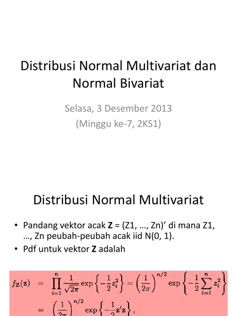 Distribusi Normal Multivariat Dan Normal Bivariat | PDF