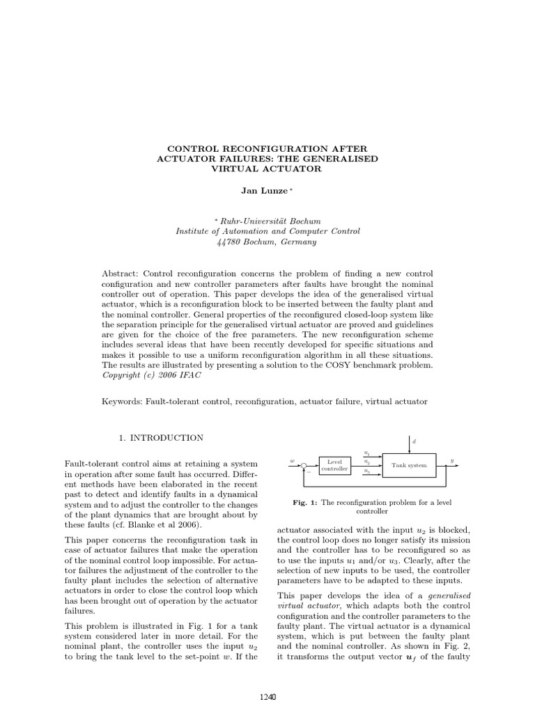 Fig. 1: The Reconfiguration Problem For A Level Controller | PDF | Control Theory | Matrix ...
