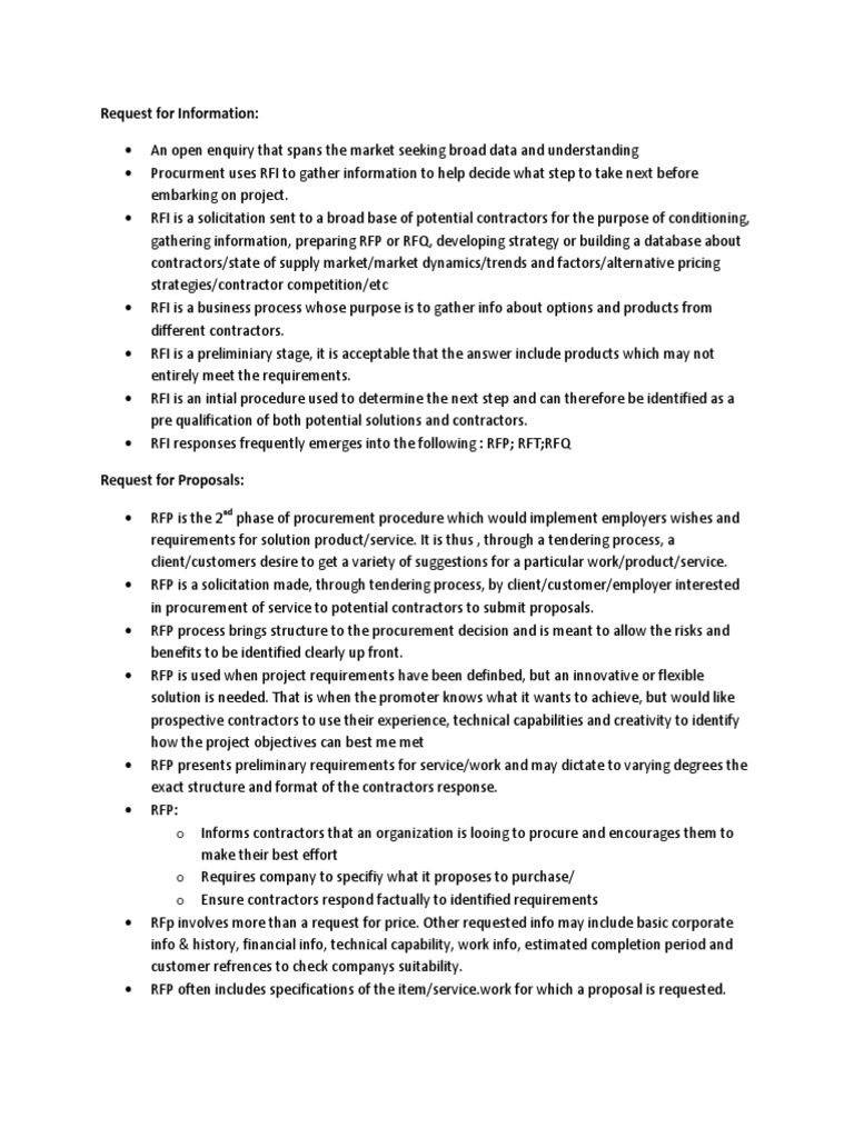 RFP, Ifb, RFQ, RFT | PDF | Request For Information | Request For Proposal