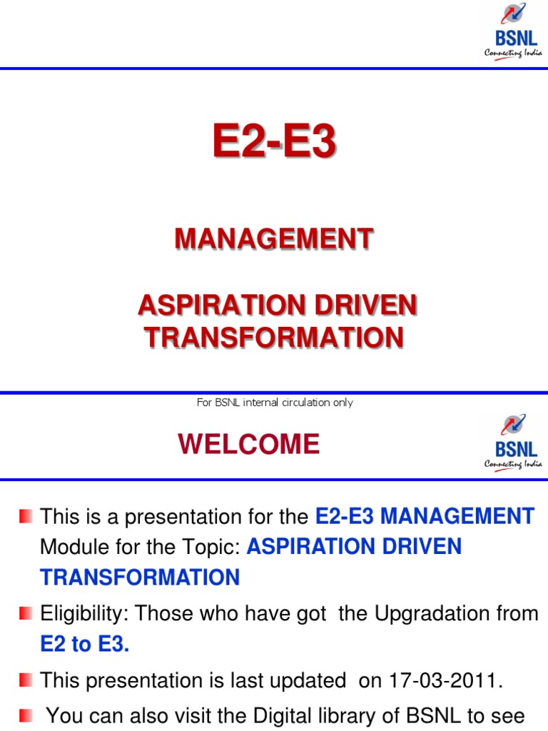 BSNL E2-E3 Management Transformation Guide | PDF | Strategic Management | Business Process