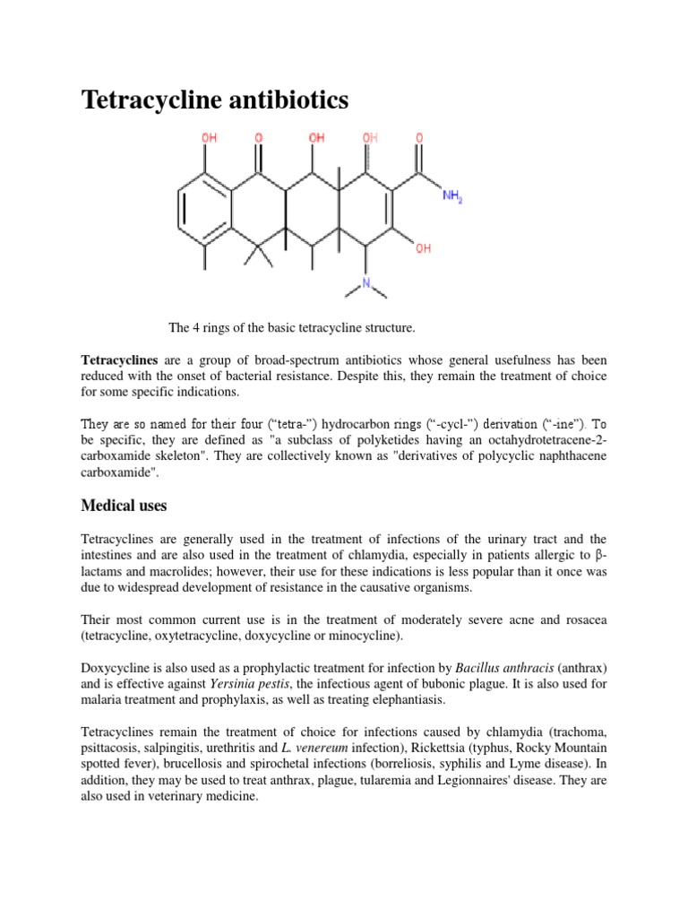 Tetracycline Antibiotics: Medical Uses | PDF | Antibiotics | Epidemiology