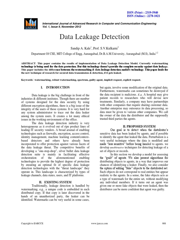 14-Data Leakage Detection | Download Free PDF | Wavelet | Telecommunications Engineering