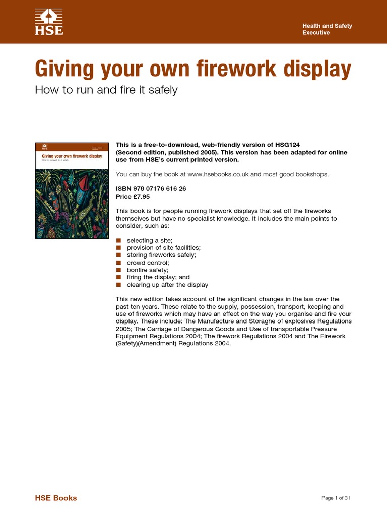Hsg124 Firework Displays | PDF | Fireworks | Dangerous Goods