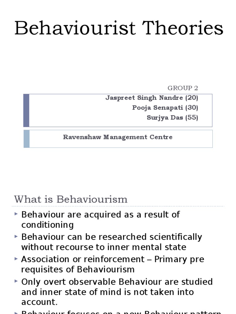 Behaviourist Theories | PDF | Classical Conditioning | Behaviorism