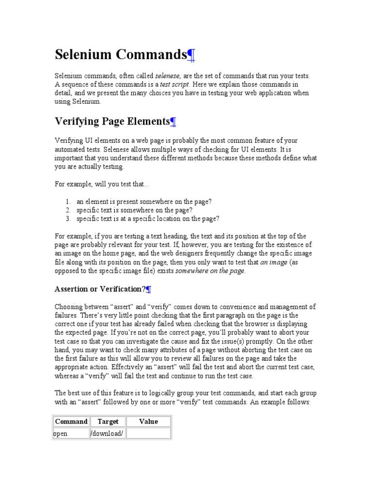 Selenium Commands Det | PDF | Selenium (Software) | Regular Expression
