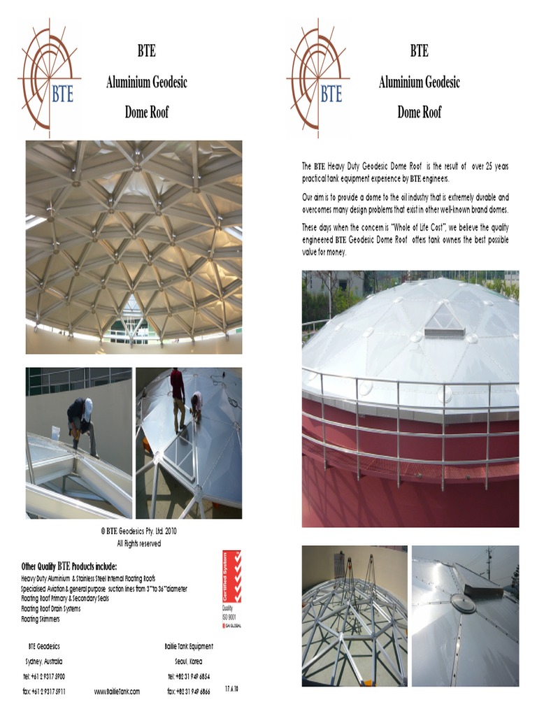 BTE Dome Brochure Jun 10 | PDF | Screw | Roof