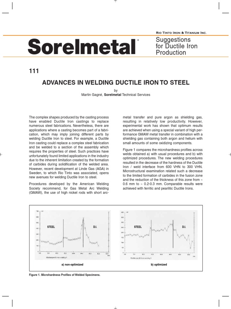 Sorelmetal: 111 Advances in Welding Ductile Iron To Steel | PDF ...