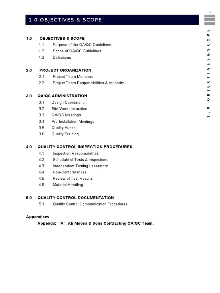 1.0 Objectives & Scope | Specification (Technical Standard) | General ...