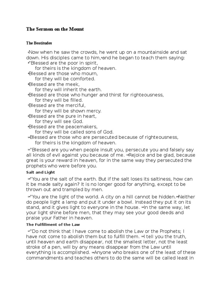 Sermon On The Mount | PDF | Sermon On The Mount | Religious Behaviour ...