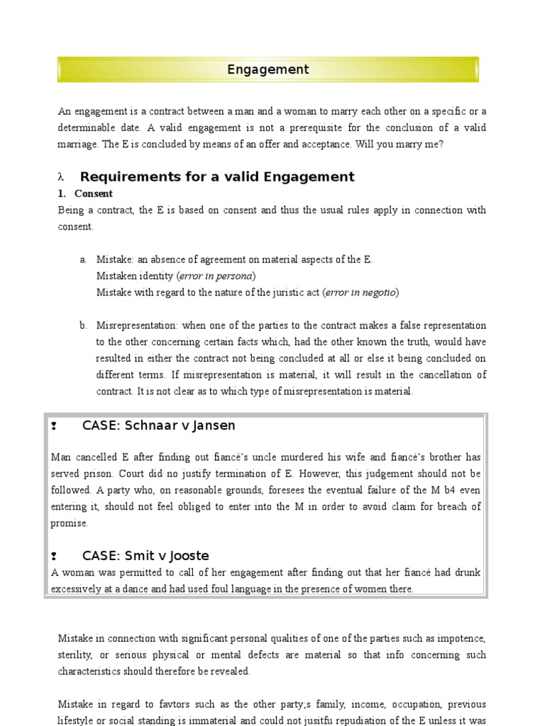 Legal Aspects Of Engagements Pdf Annulment Marriage