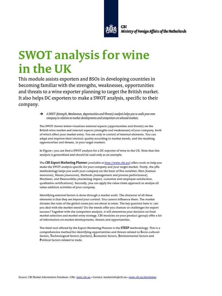SWOT Analysis for UK Wine Exporters | PDF | Swot Analysis | Exports