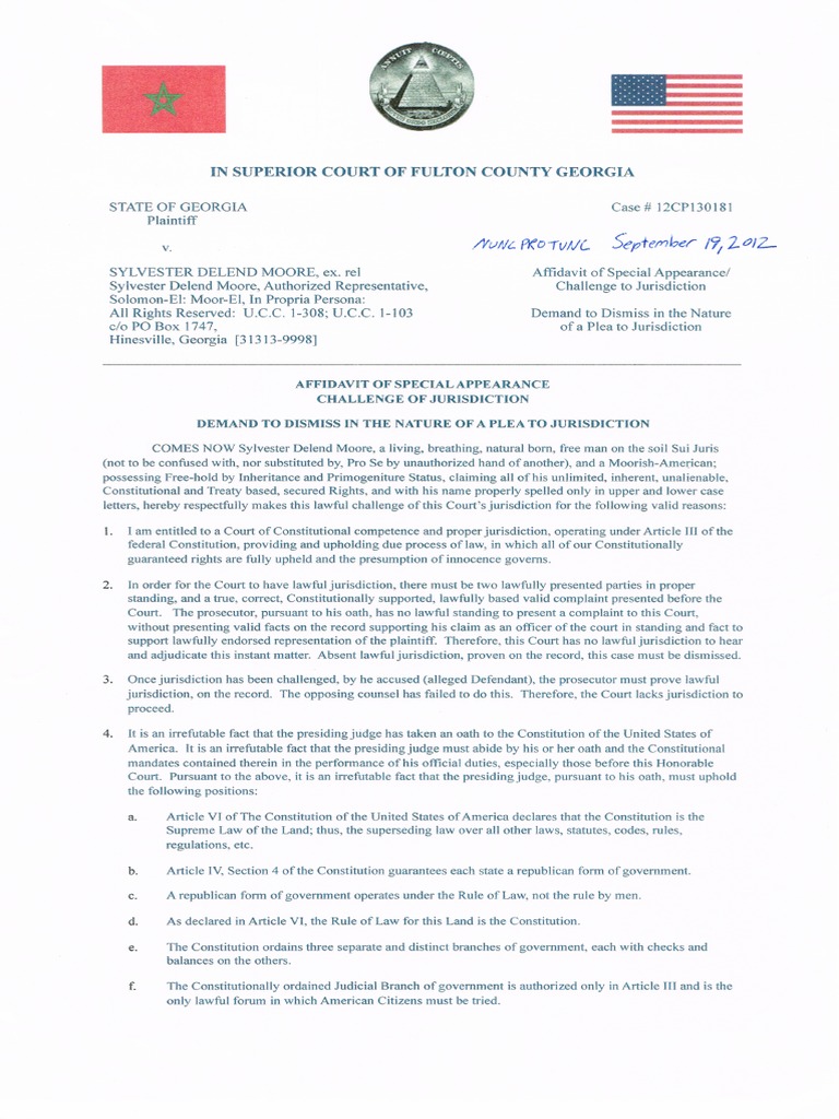 Affidavit of Special Appearance 12CP130181