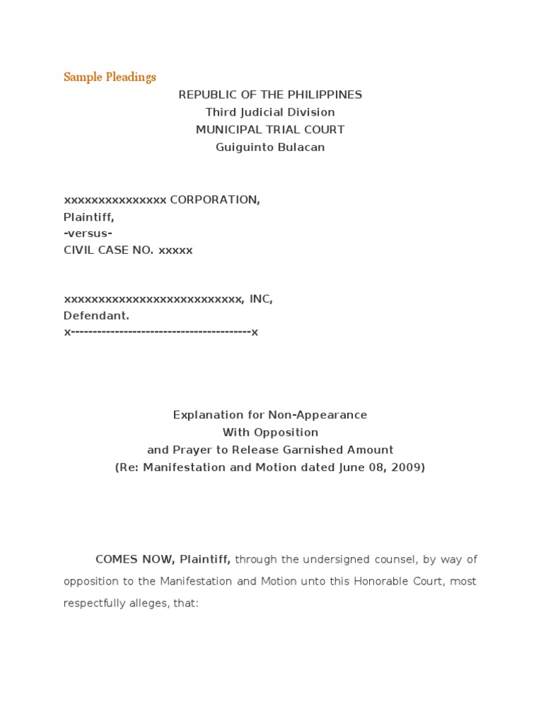 Sample Pleadings | Complaint | Legal Communication