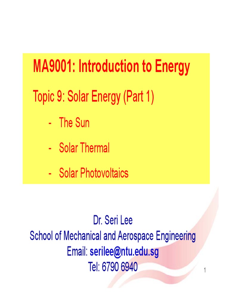 Lecture 11 - Solar Energy | PDF | Solar Energy | Photovoltaics