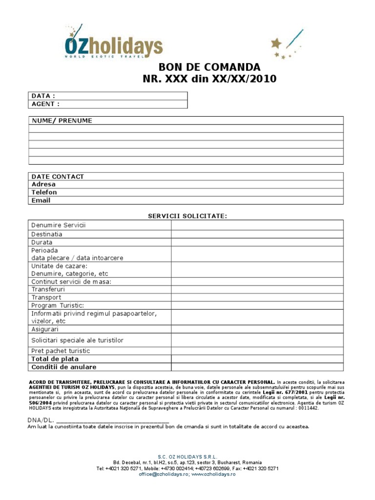 Model Bon de Comanda | PDF