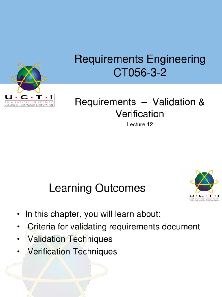 Week 12 Lecture 1 Requirements Validation And Verification Pdf Verification And