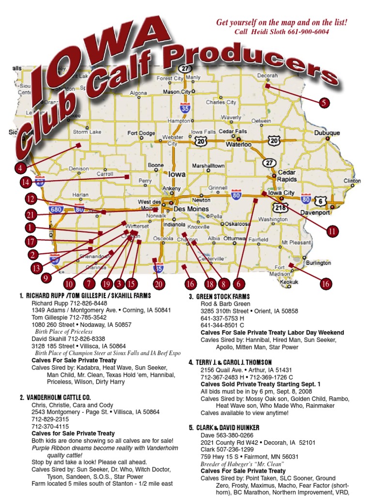 Map of Iowa Club Calf Producers | PDF | Calf | Cattle