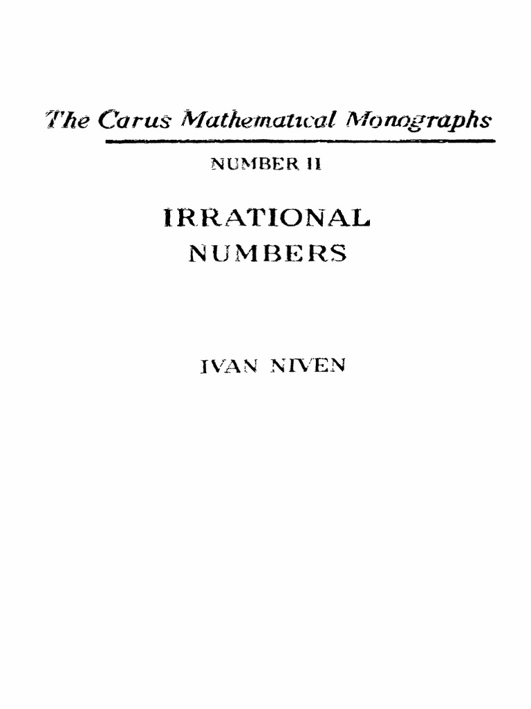 Ivan Niven - Irrational Numbers | PDF
