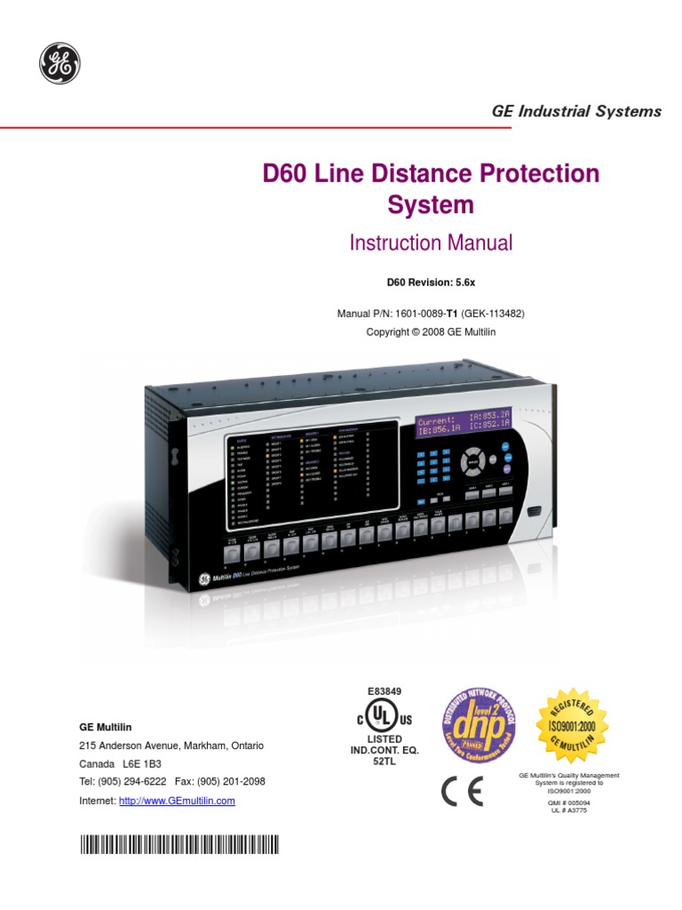 GE - d60 Line Distance Protection | PDF | Input/Output | Signal ...