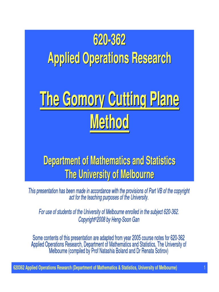 Gomory | PDF | Systems Analysis | Algorithms