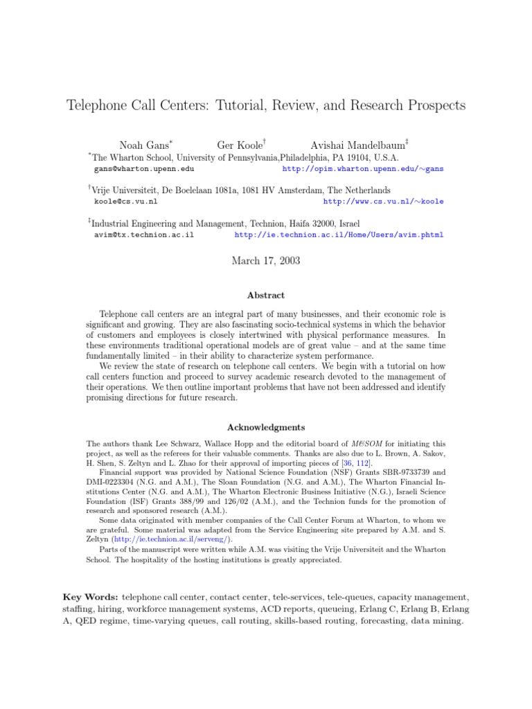Call Center Operations and Research Insights | PDF | Interactive Voice ...
