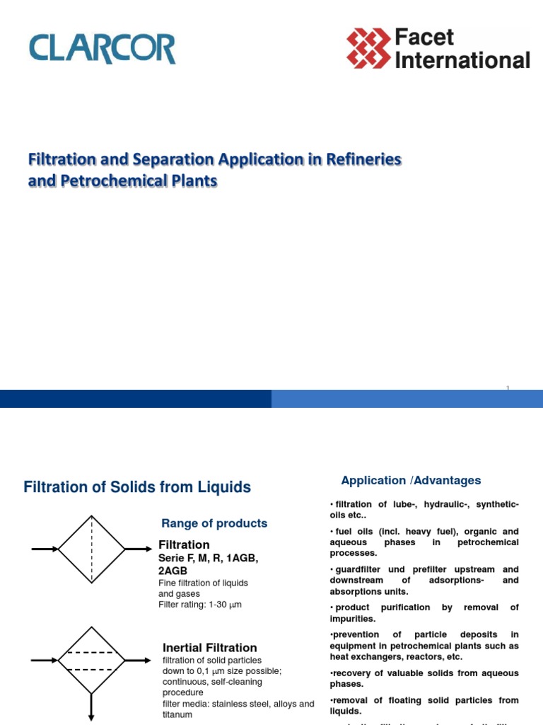 Filtration and Separation in Refineries | PDF | Filtration | Oil Refinery