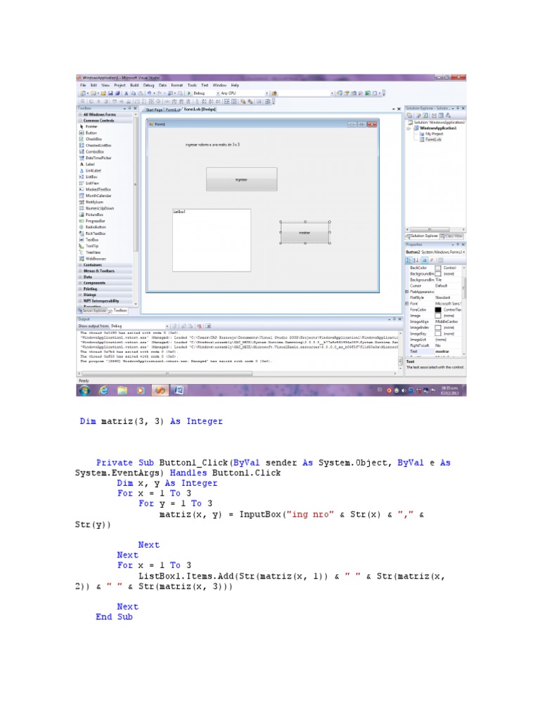 Matrix Addition in Visual Basic Code | PDF