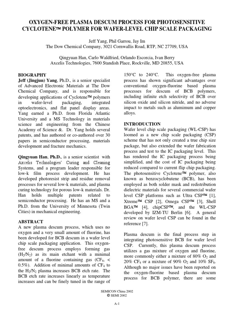 Axcelis Oxygenfreeplasmachipscalepkg | PDF | Polymerization | Wafer ...