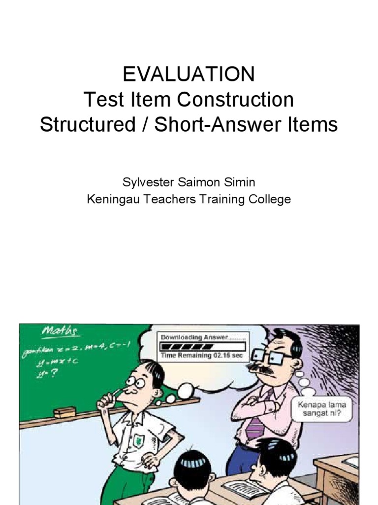 Lesson 5d Short-Answer Items Construction | PDF | Question | Multiple ...