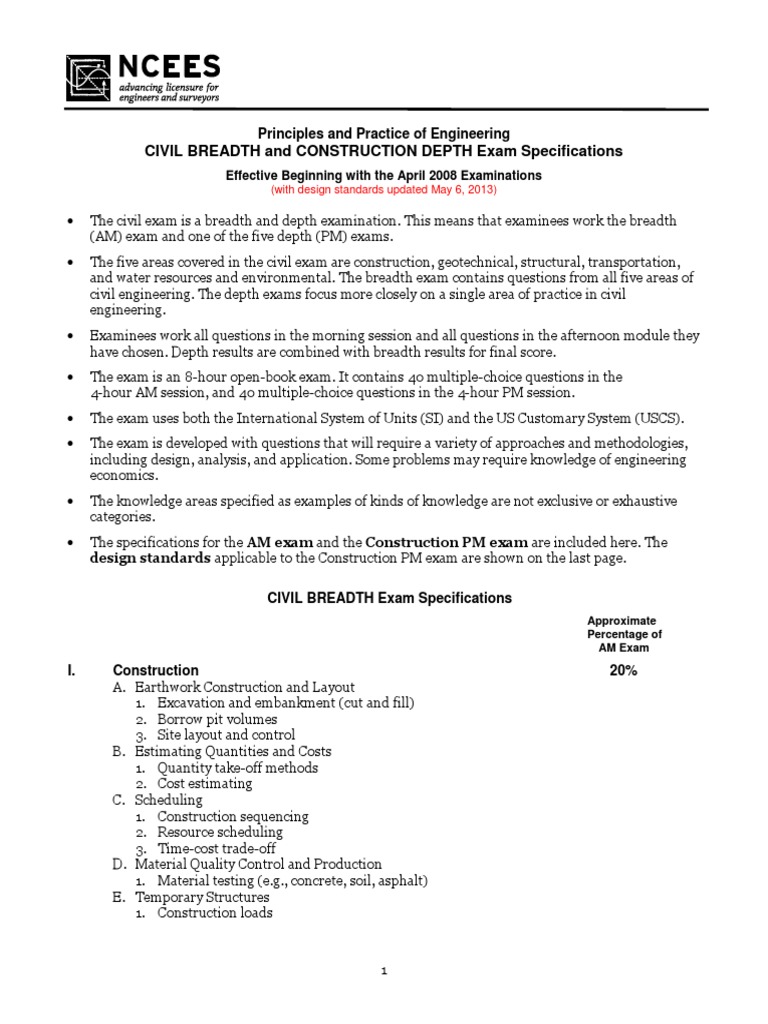 2014 NCEES 8hr Exam Standards | PDF | Deep Foundation | Geotechnical ...