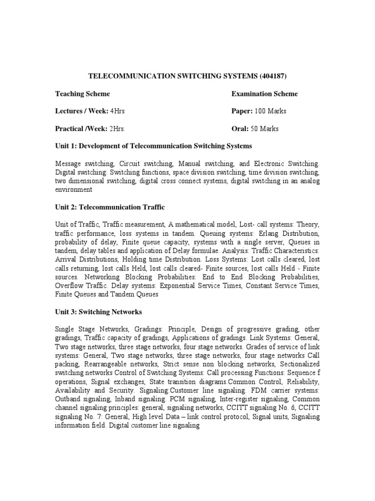 Telecommunication Switching Systems Overview | PDF | Telephone Exchange ...