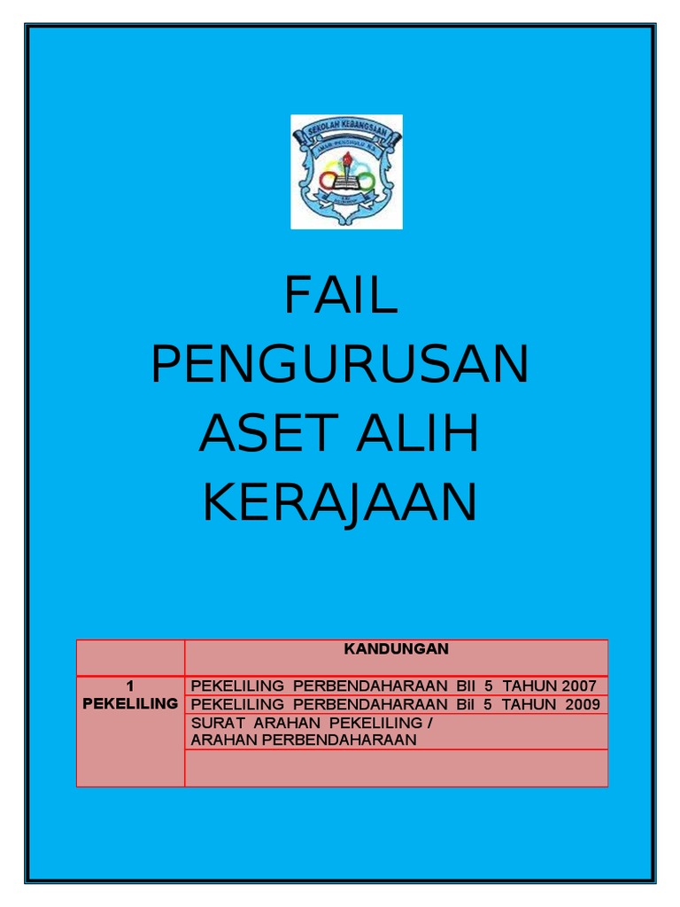 Fail Pengurusan Aset Alih Kerajaan (Kulit Depan) | PDF