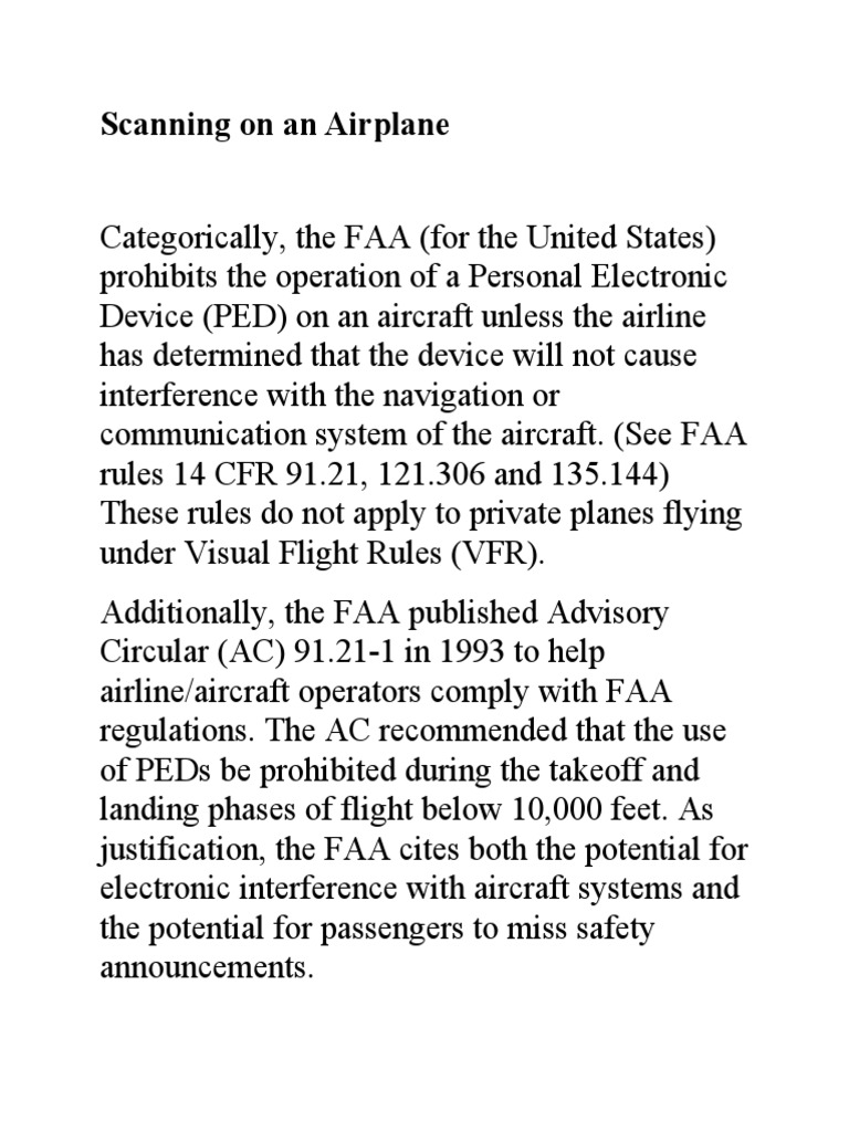 FAA Rules on Scanning Devices in Flight | PDF