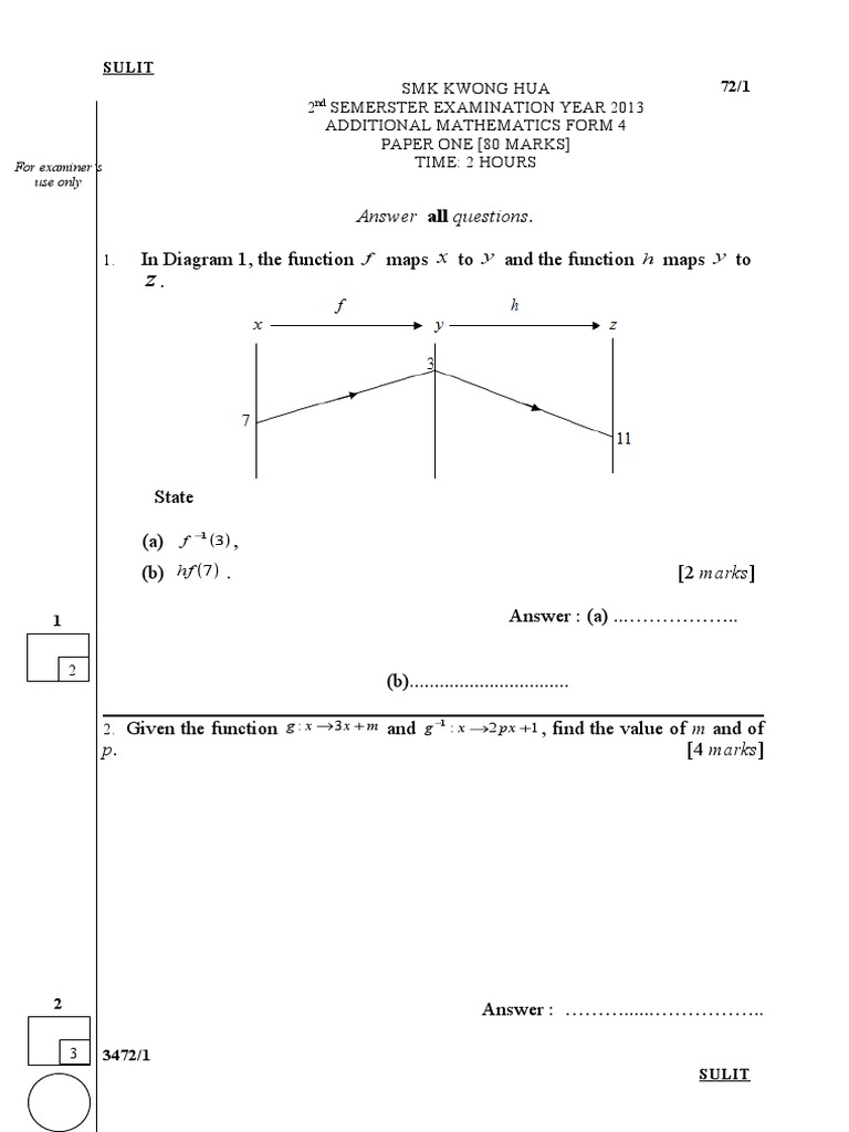 Form 4 Add Math 2nd Term 2013 p1 | PDF