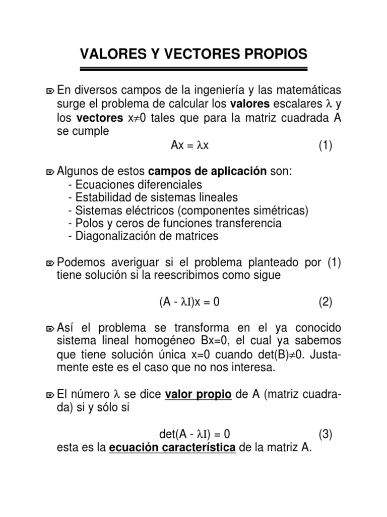 Apuntes Intro Valores Propios | PDF | Valores propios y vectores ...