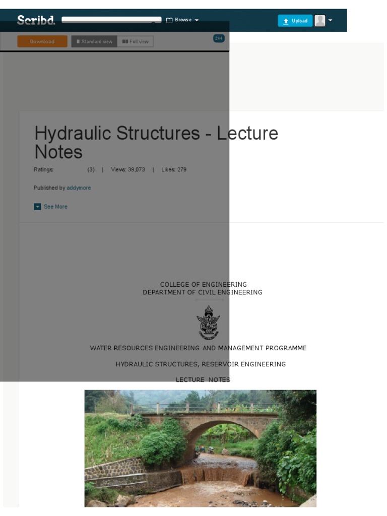 Chapter 1 Hydraulic Structures For Hydraulic Structures - Lecture Notes ...