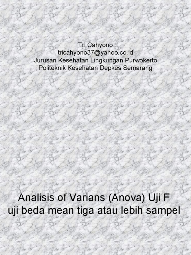 Statistik Anova Uji Beda Tiga Atau Lebih Sampel | PDF