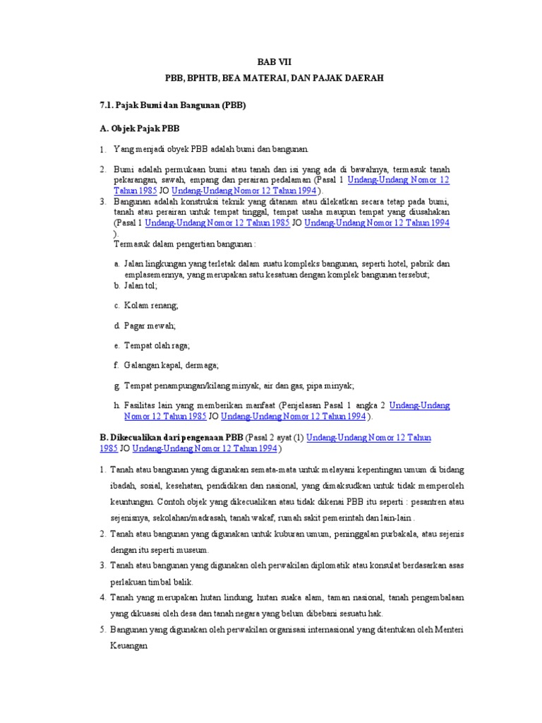 Perpajakan 2 Bab Vii PBB BPHTB Bea Materai Dan Pajak Daerah | PDF