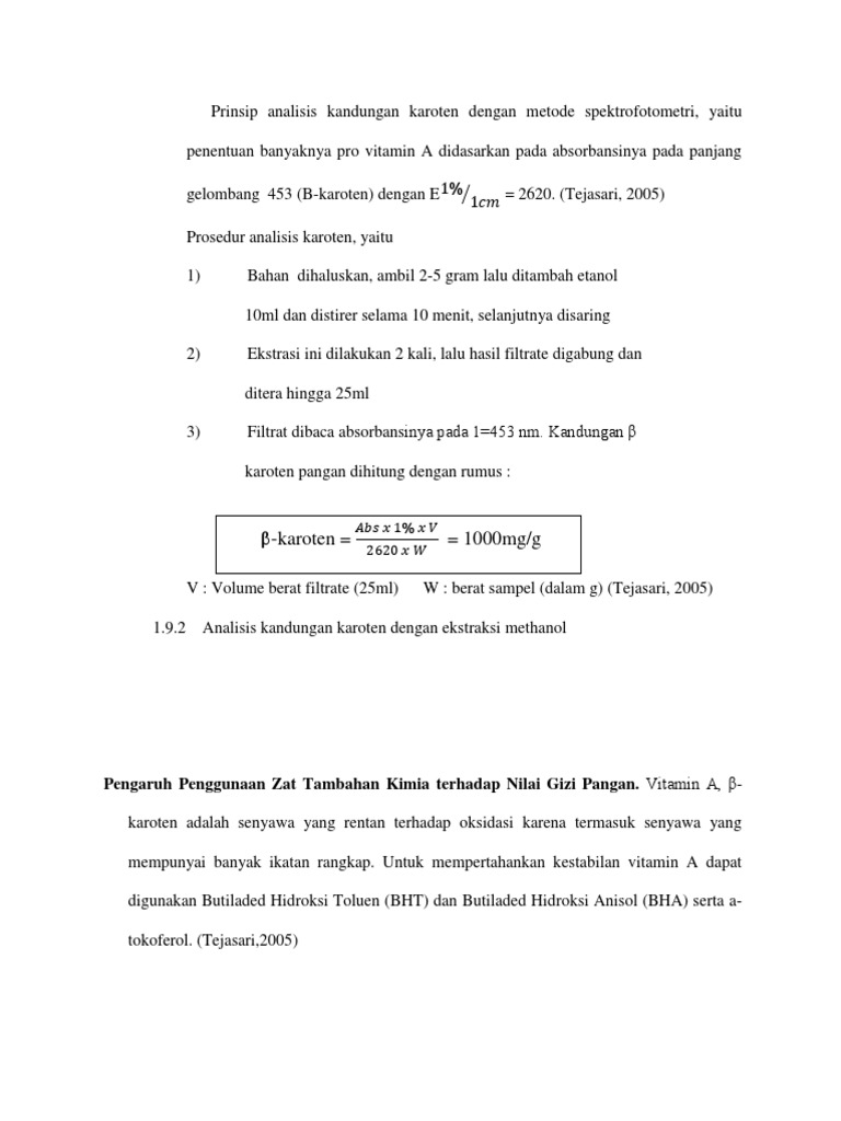 Prinsip Analisis Kandungan Karoten Dengan Metode Spektrofotometri | PDF